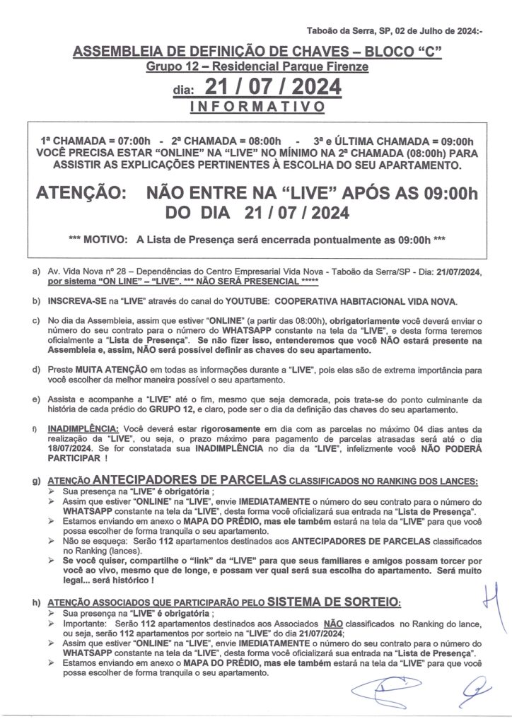 Assembleia de Definição de Chaves (Sorteio) Grupo 12 bloco "C ...
